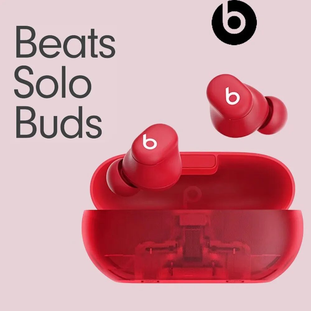 Beats Наушники беспроводные с микрофоном Solo Buds Bluetooth-Наушники, Bluetooth, красный