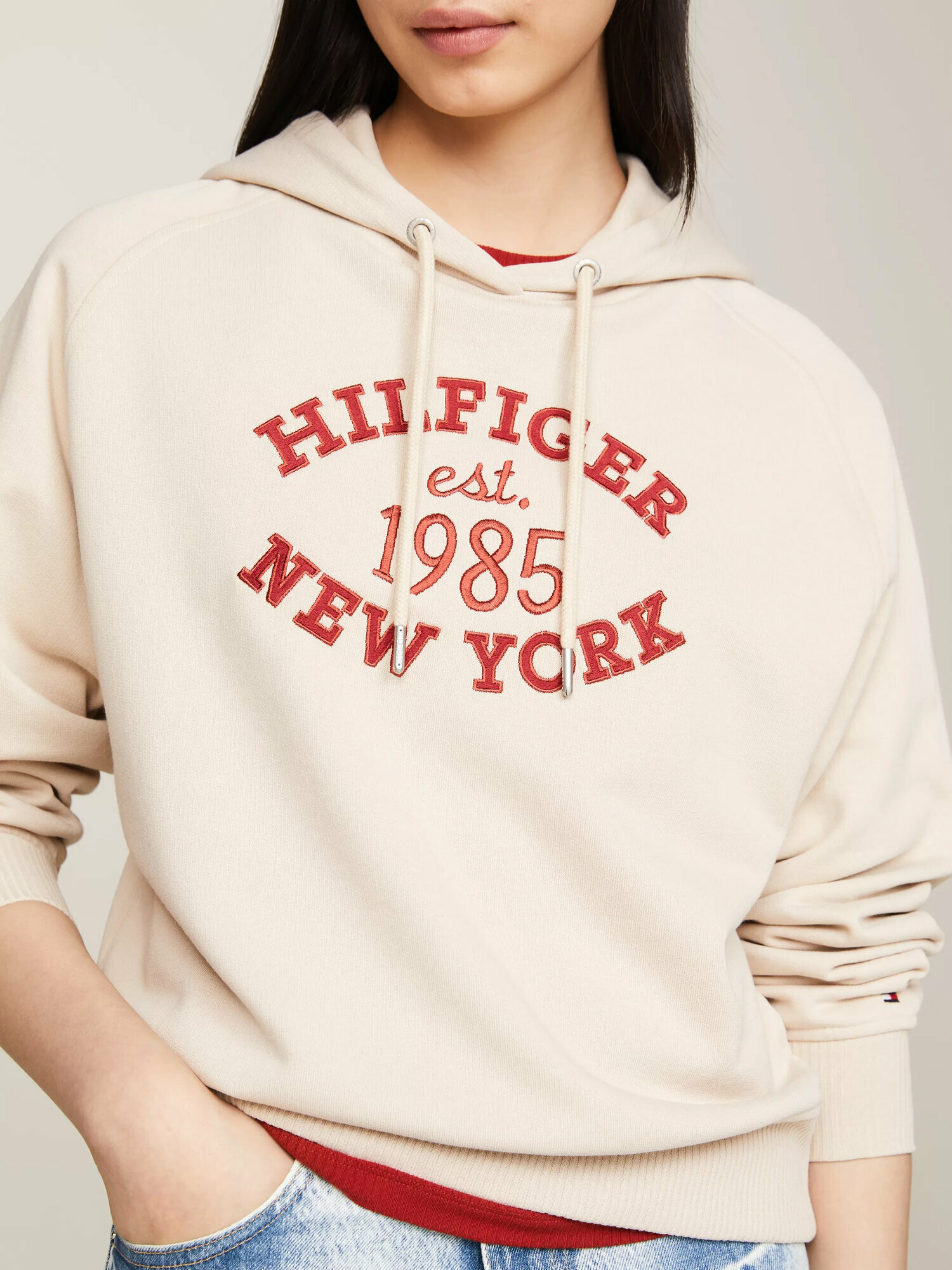 Худи TOMMY HILFIGER Varsity Logo Embroidery Hoody, размер XL, , бежевый — фото 1