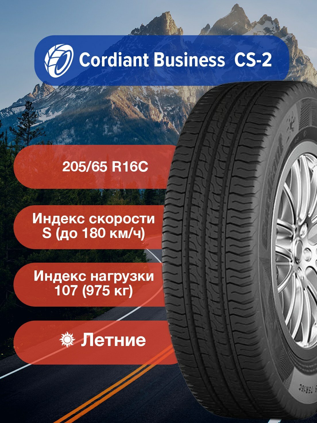Легковые Летние Шины Cordiant Business CS-2 205/65 R16С б/к 107/105S-1439298956 для легковых автомобилей и кроссоверов
