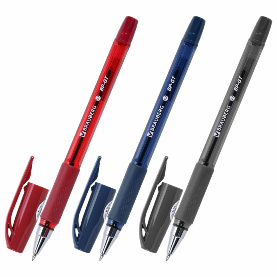 Ручка шариковая BRAUBERG BP-GT VIVID, синяя, корпус ассорти, пишущий узел 0,7 мм, линия письма 0,35 мм, 144502, 36 штук, 144502