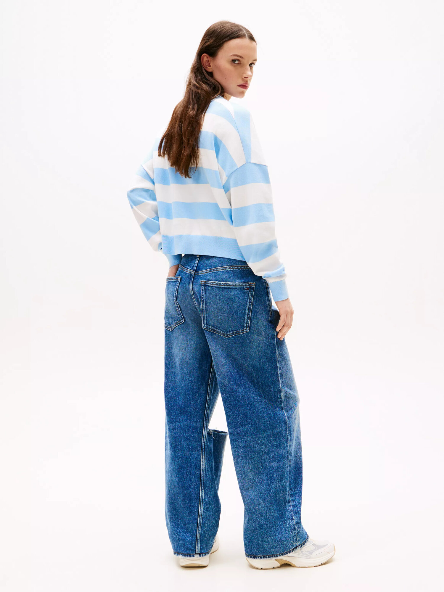 Кардиган Tommy Jeans, размер XL, голубой/белый — фото 1