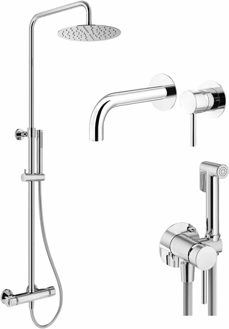 Комплект для ванной Plumberia Selection Ixo KITZXO6302CR210 3 в 1, встраиваемый, с внутренней частью в комплекте, латунный, хром, глянцевый, душевая система