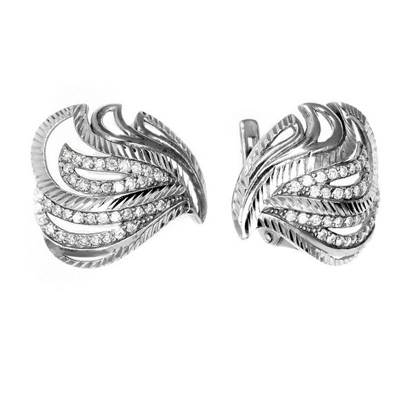 Серьги, серебро, 925 проба, фианит