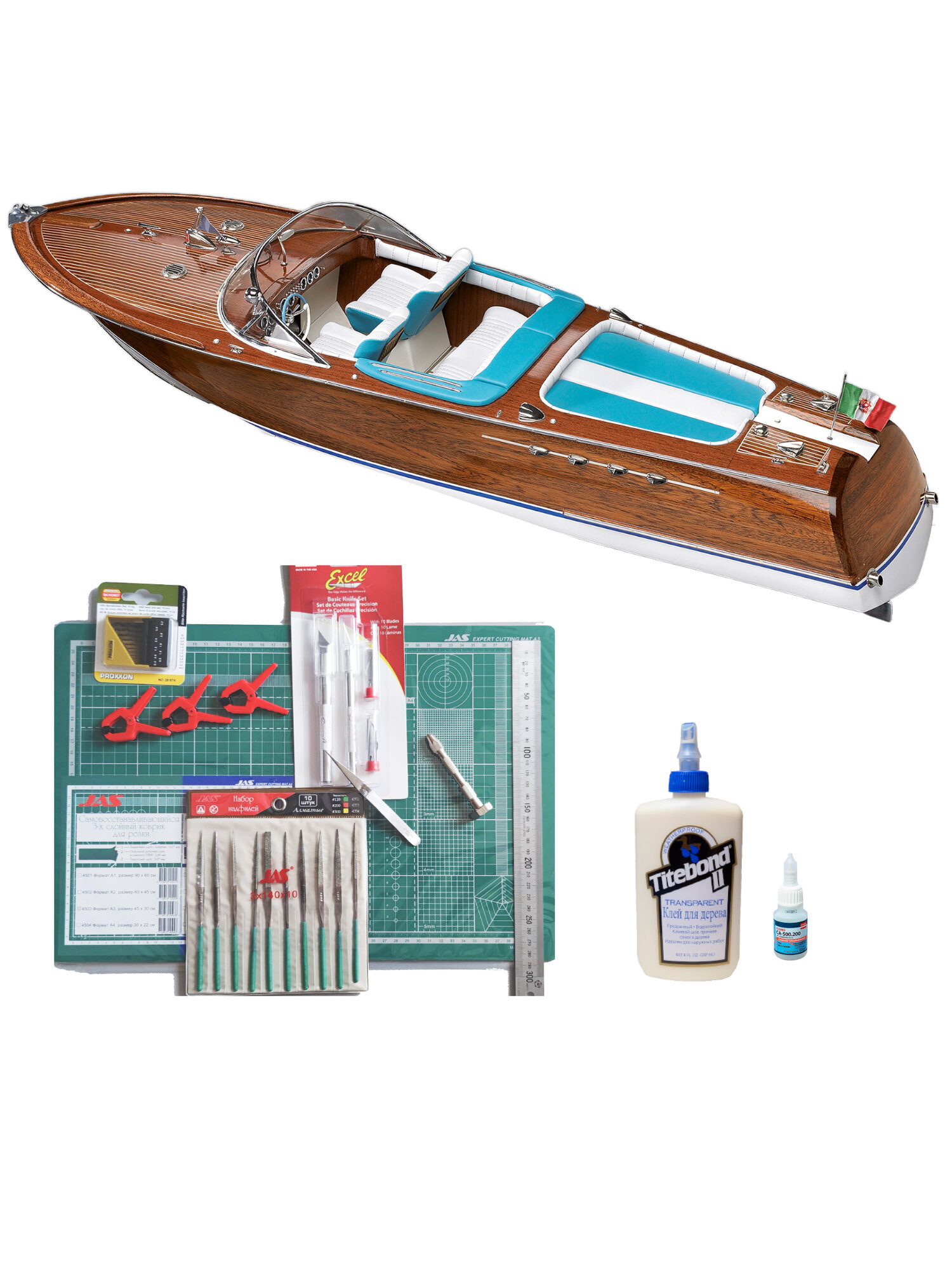 Катер Riva Aquarama 1970, ходовая модель корабля Amati, 320 часов, подарочный набор, инструменты, лак, клея
