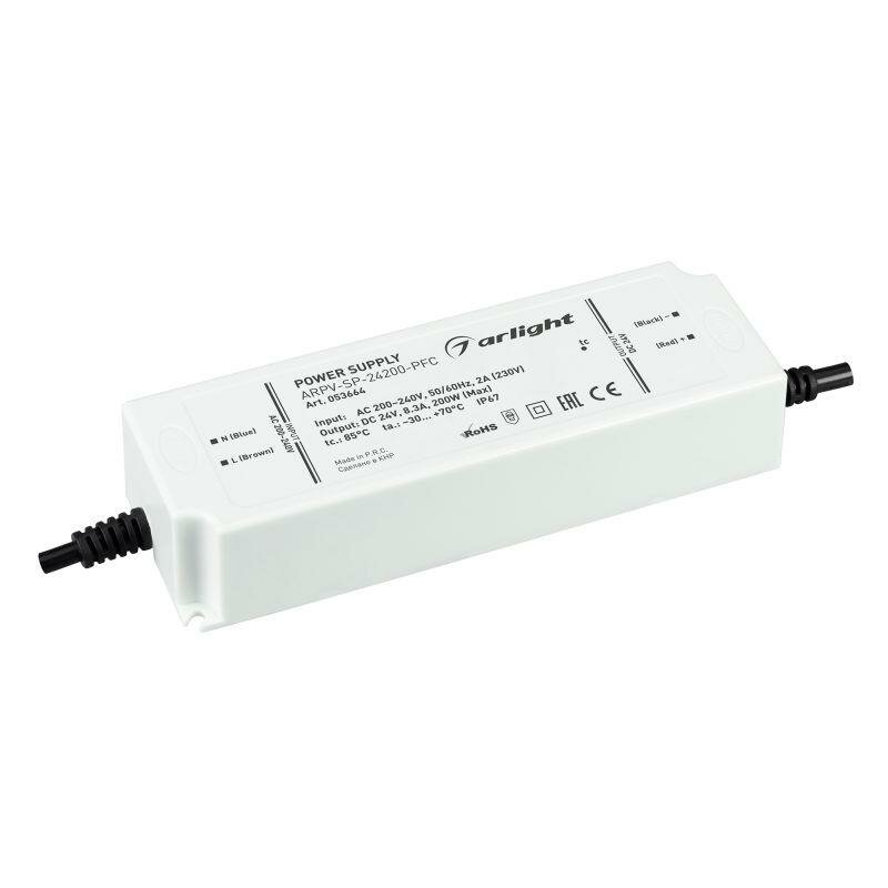 Блок питания ARPV-SP-24200-PFC 24В 8.3А 200Вт IP67 пластик Arlight 053664