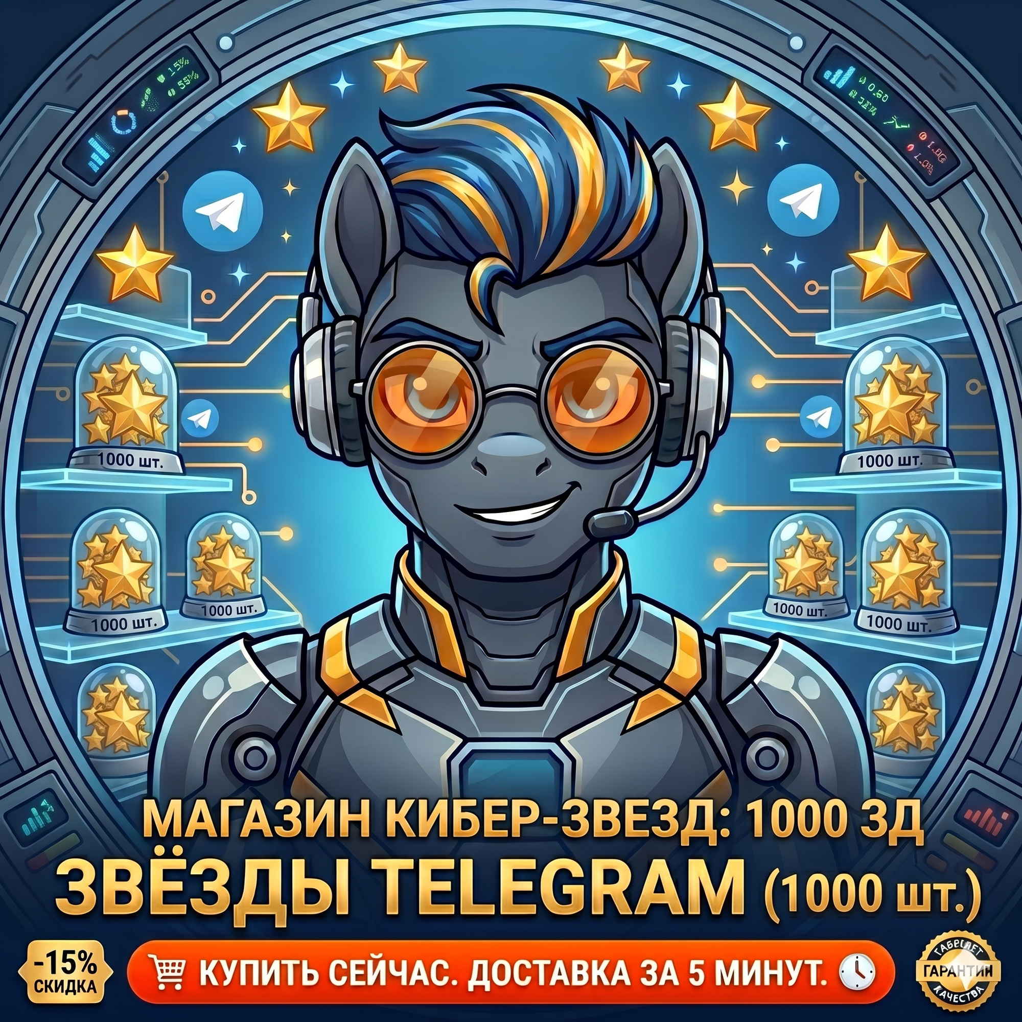 1000 Звезд Telegram (Telegram Stars) на ваш аккаунт ⭐ Быстрое пополнение