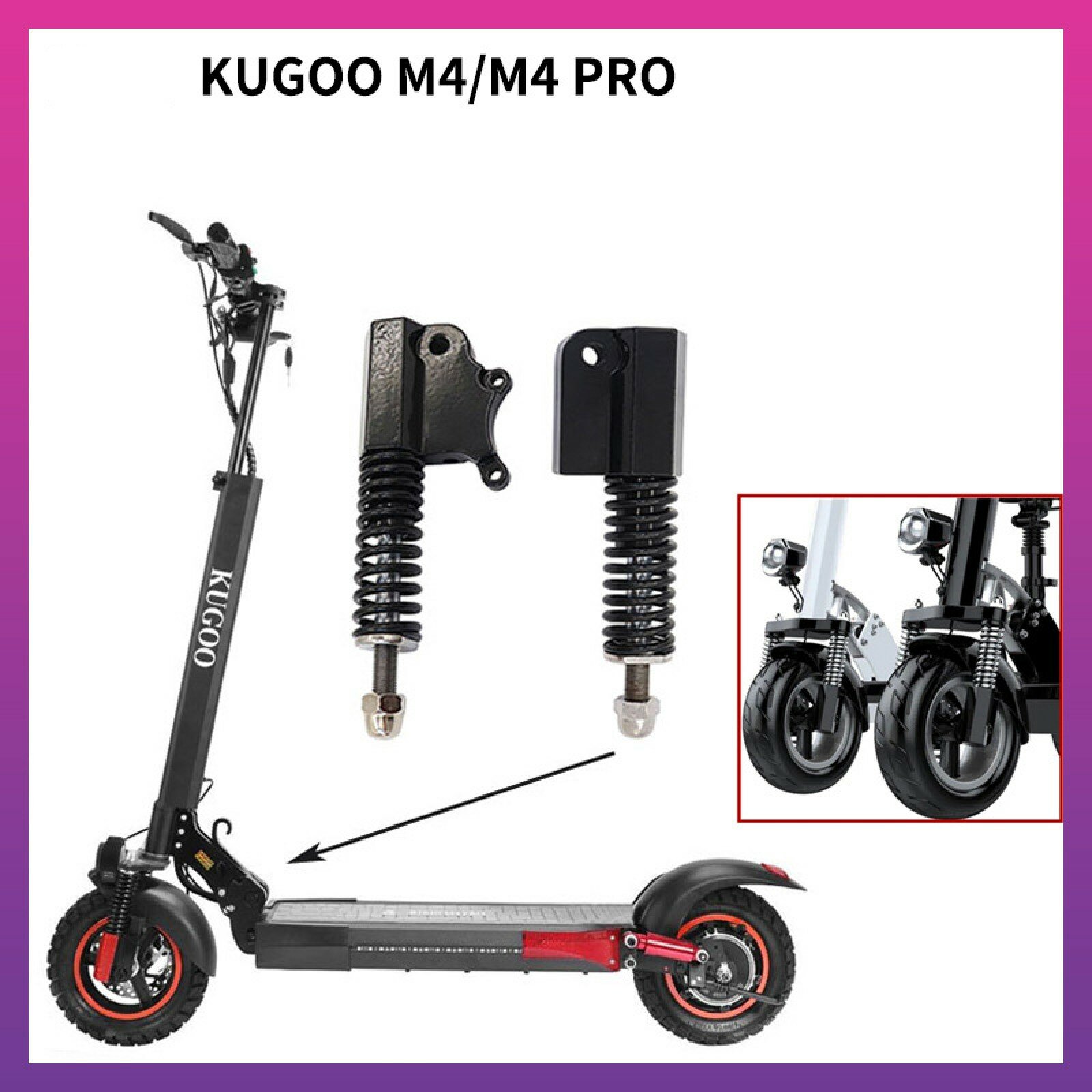 Амортизаторы гидравлические MyPads для электросамоката Kugoo M4 и M4 Pro на переднее колесо комплект
