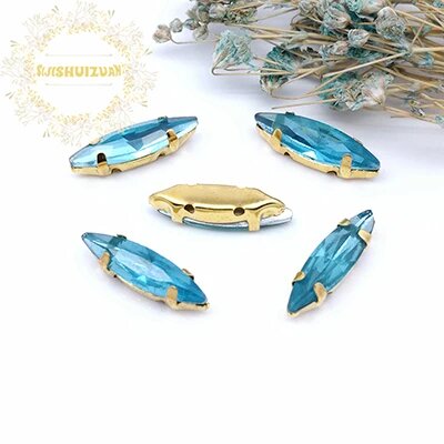 Стразы стеклянные хрустальные 4x15 мм сиjishuizuan Бирюзовый, Turquoise blue