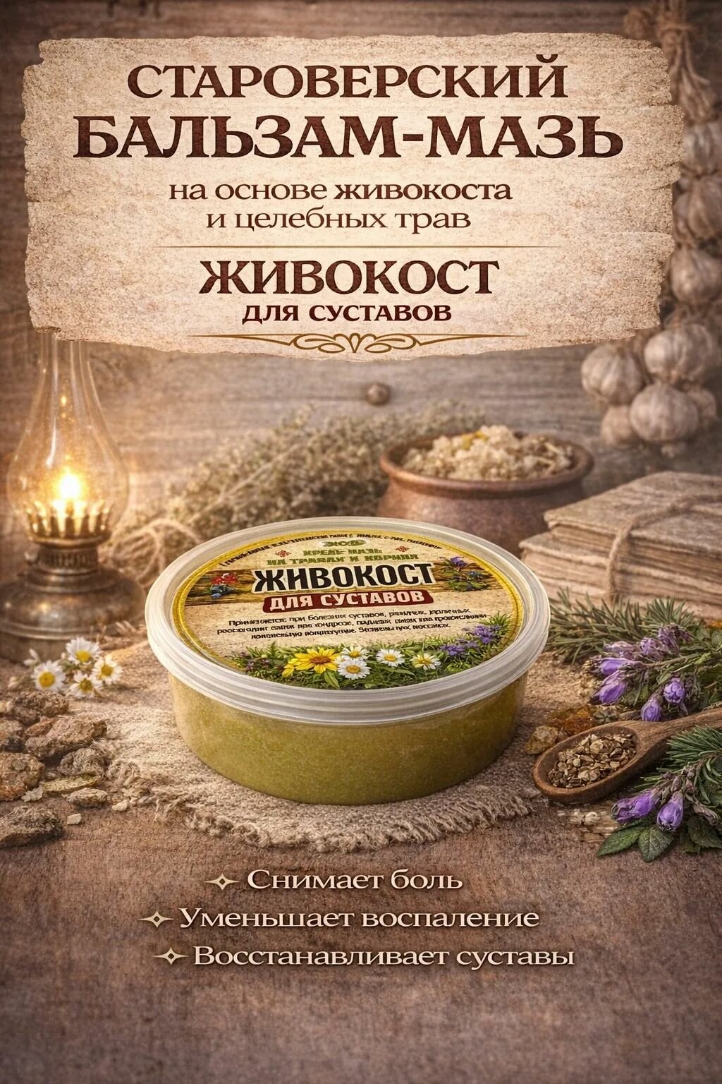Крем - мазь на травах и корнях " Живокост для Суставов" 125гр.