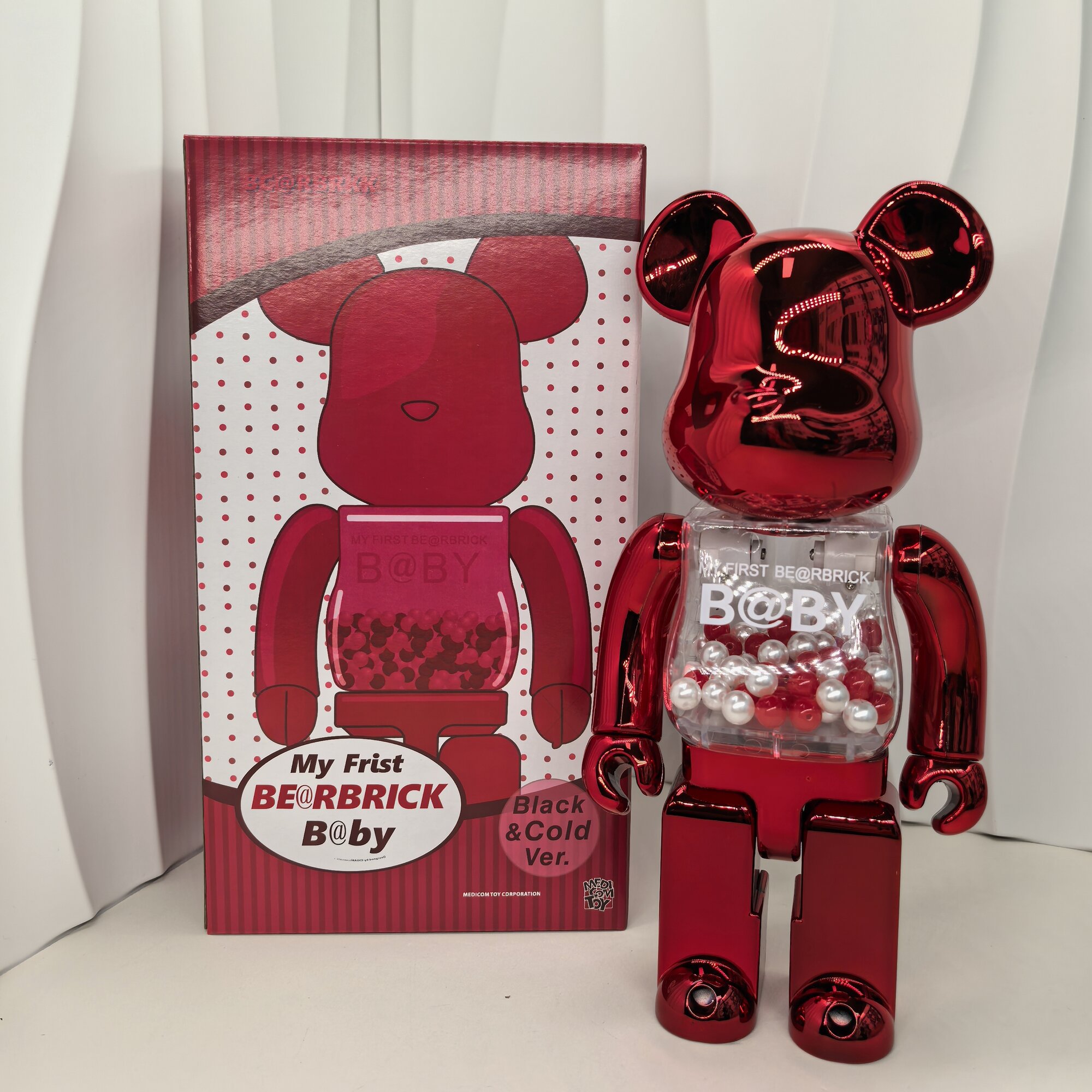 Игрушечная статуя медведя Bearbrick, 28 см, красная, в подарочной упаковке