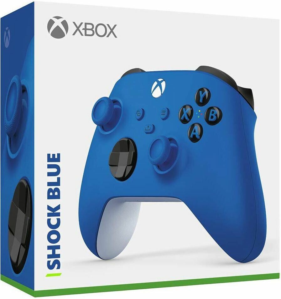 Xbox Геймпад беспроводной Xbox Wireless Controller Shock Blue (Xbox One/Series X/S/PC), Bluetooth, Проводной, синий