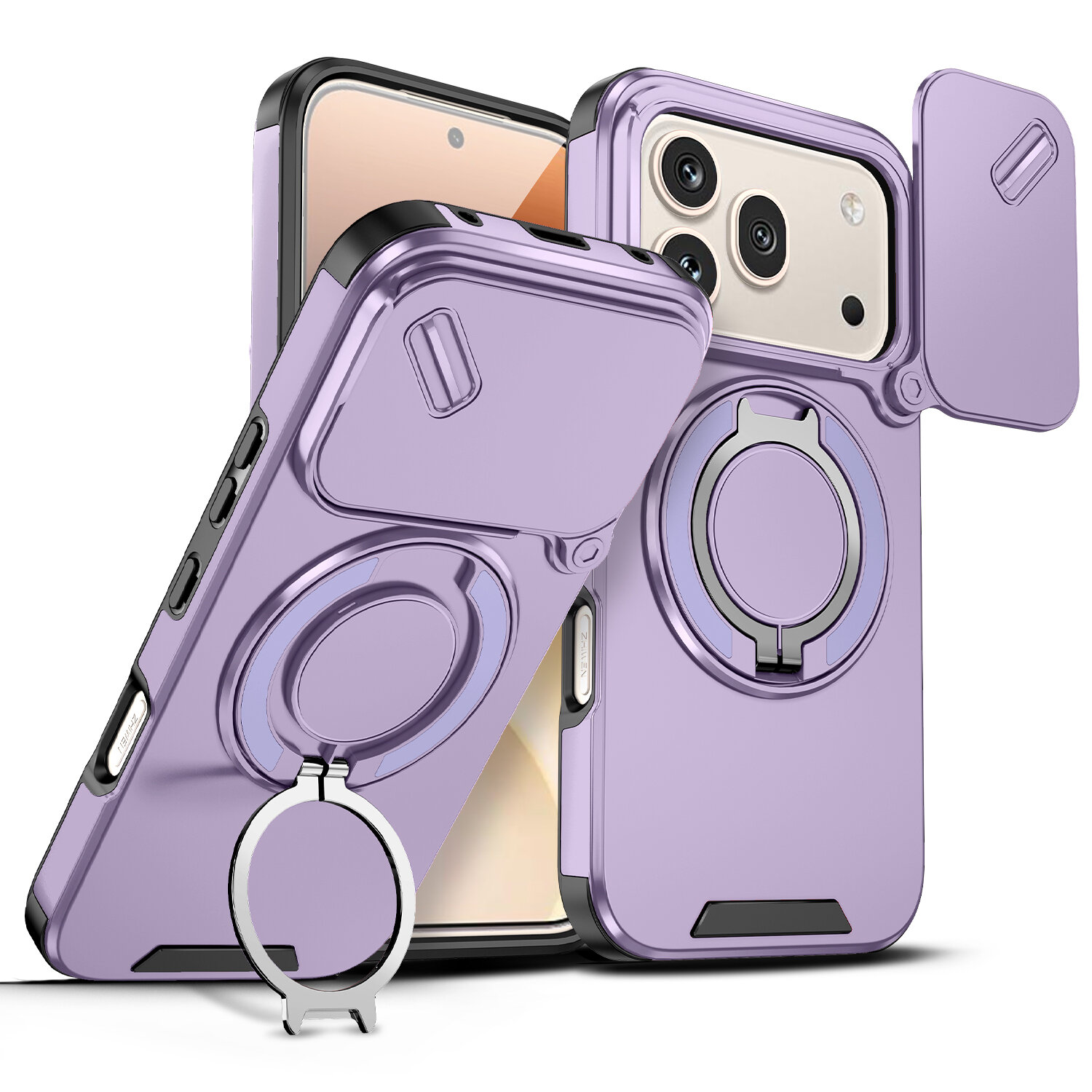 Чехол Для Honor 600 / Хонор 600 Про, soft touch, чехол-кардиомонитор, поликарбонат (PC), защита камеры, ударопрочный, усиленные углы, держатель поп-сокет, Honor, Honor 600, Honor 600 Pro, purple,