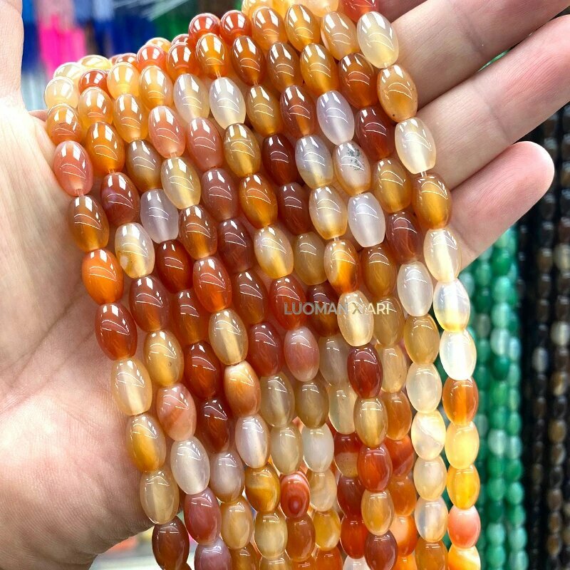 Натуральные бусины нефрит LUOMAN XIARI 8x12 мм желтые 8x12mm 28-30pcs, red agate