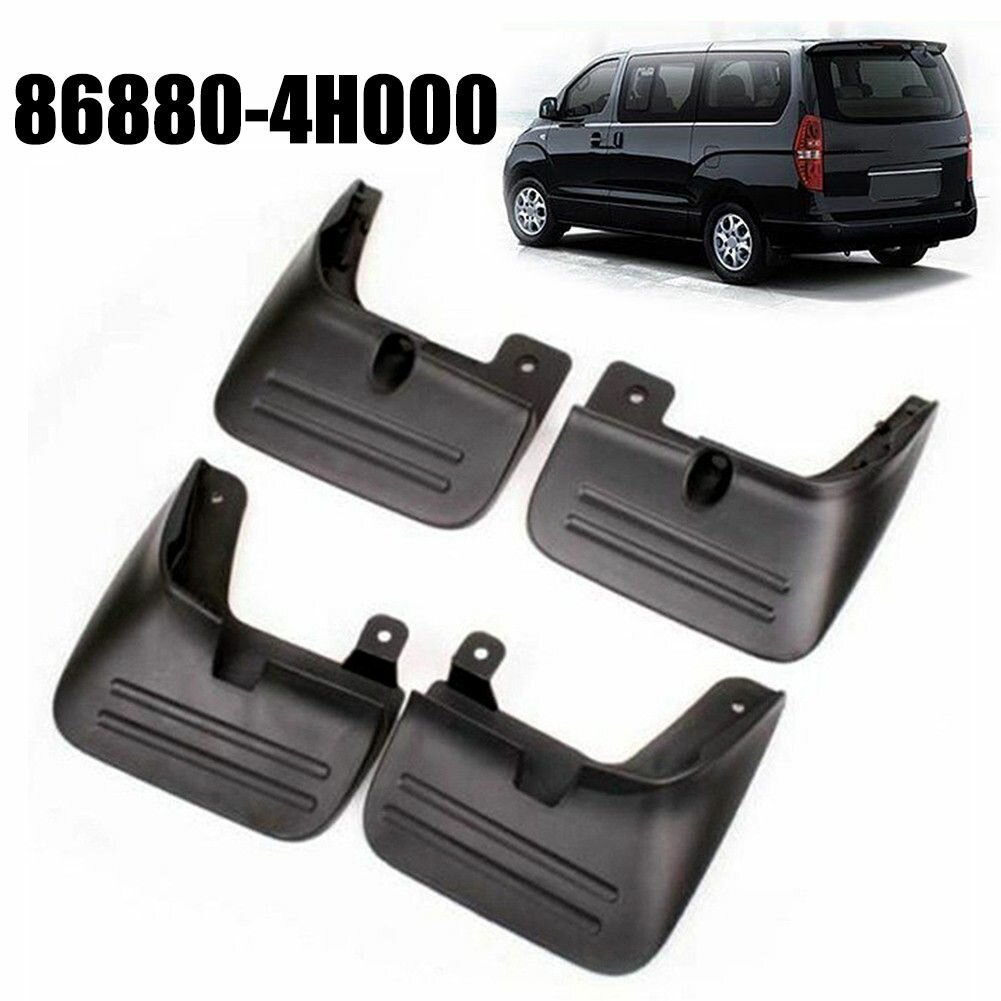Брызговики для Hyundai H1/Grand Starex 2007-2017 — комплект 4 шт, черные, пластик, легкая установка 86880-4H000