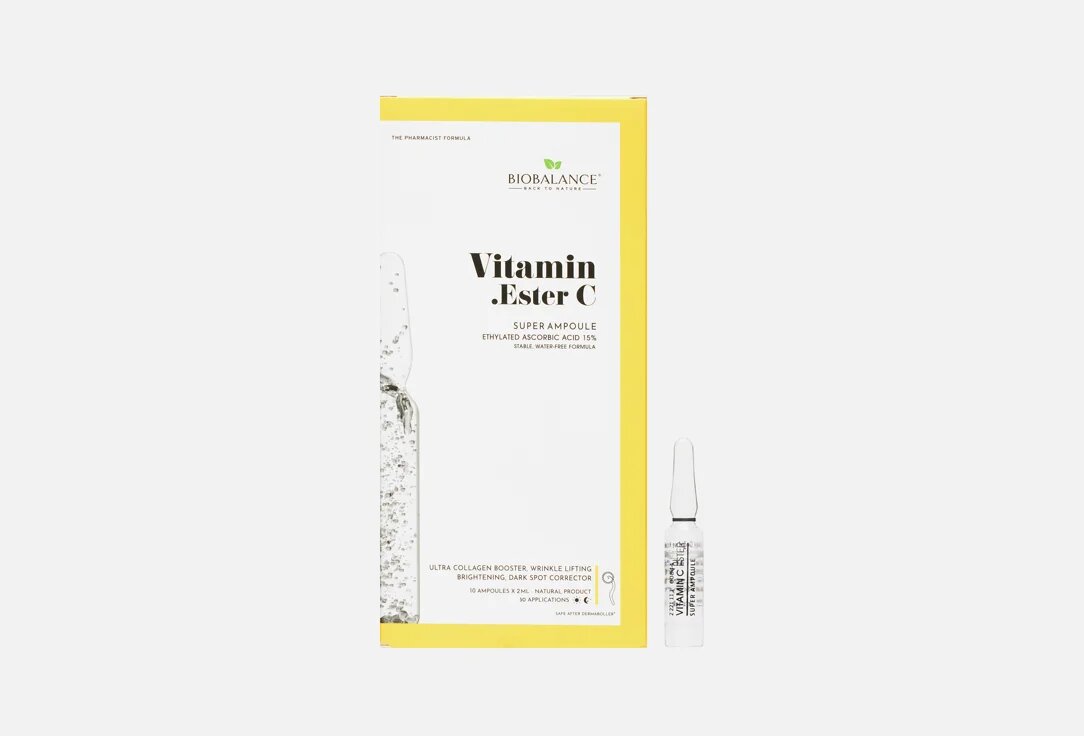 BIOBALANCE VITAMIN C ESTER ETHYLATED ASCORBIC ACID 15% Ампулы для сияния кожи с витамином С 20мл