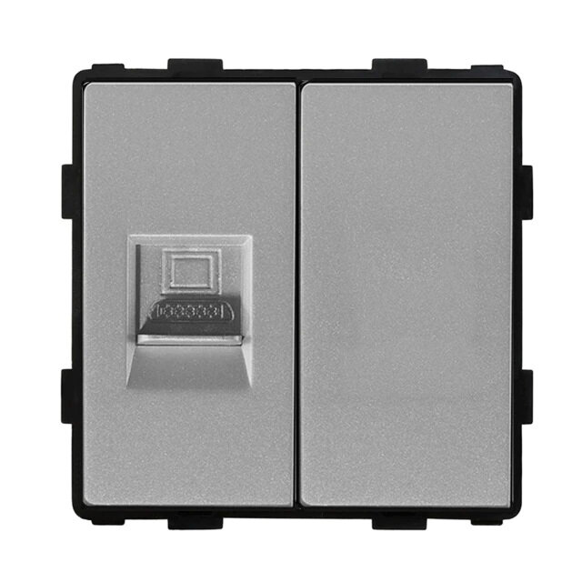 Механизм розетки интернет RJ-45, Cat6/Blk, цвет серый