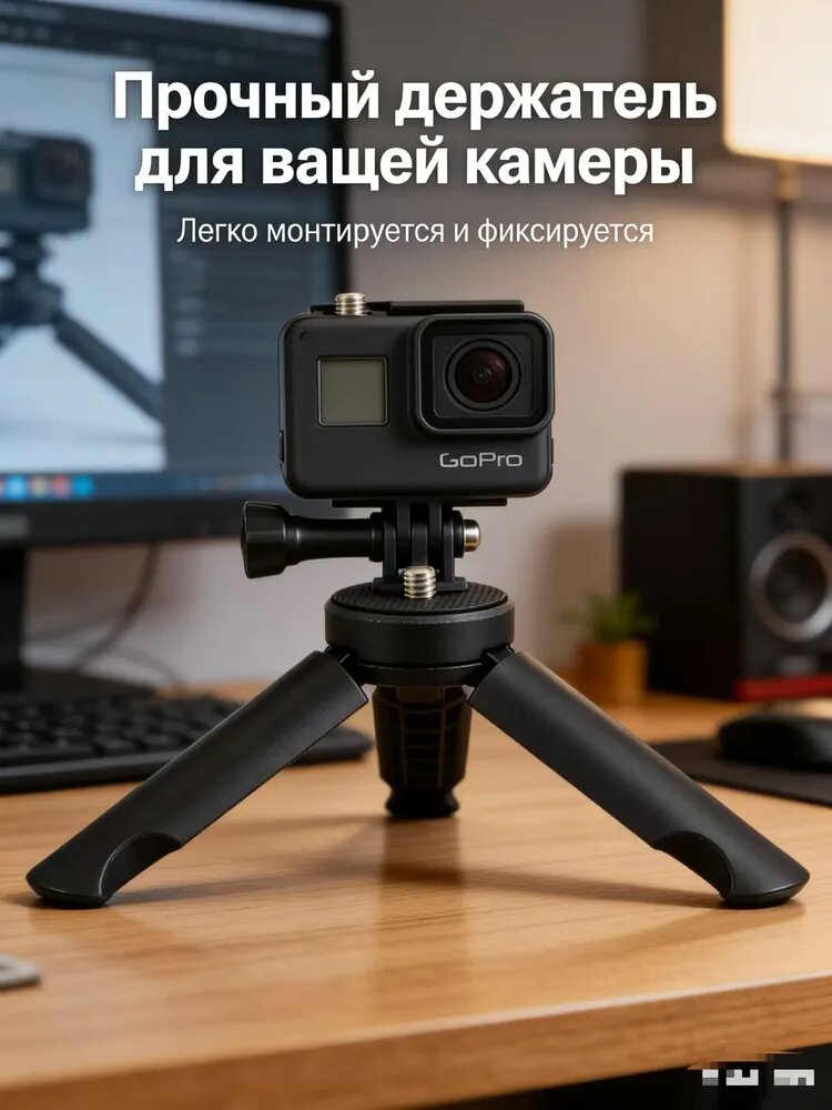 Набор аксессуаров для экшн-камеры GoPro (штатив + переходник с резьбой 1/4 дюйма + крепежные винты и гайки)
