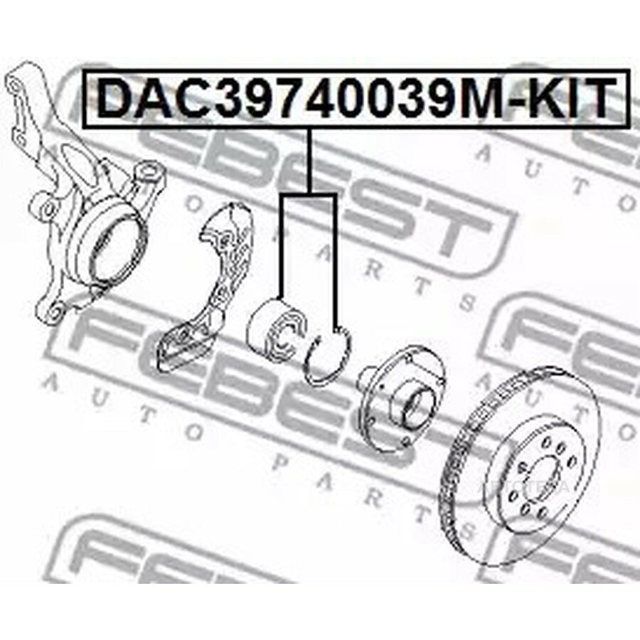 Подшипник ступицы передний FORD TRANSIT CONNECT (TC7) 2002-2013 DAC39740039M-KIT FEBEST DAC39740039MKIT