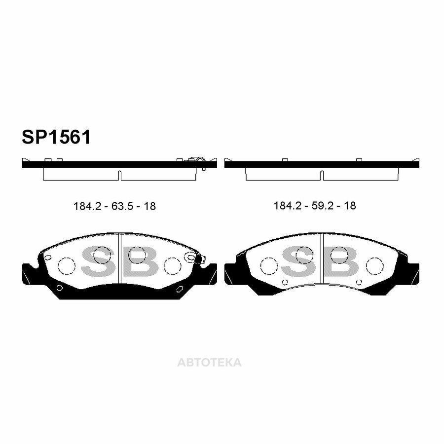 Колодки тормозные передние CADILAC ESCALADE III (2006-2016) CHEVROLET Avalanche II/ Express/ Silverado 1500 II/Tahoe III (GMT 900) SANGSIN BRAKE SP1561