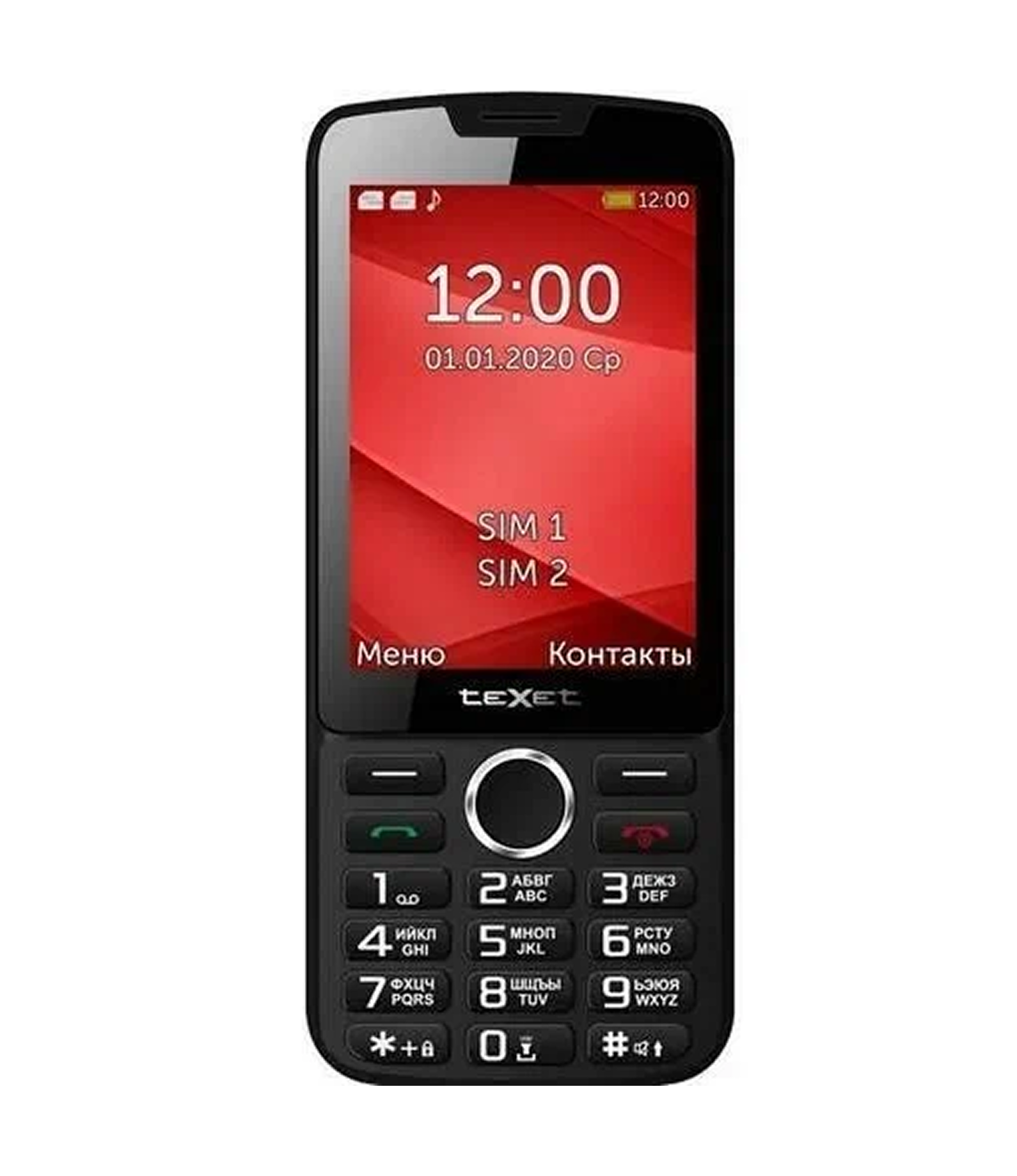 Мобильный телефон TEXET TM-308, 2 SIM, камера, экран 3,2", черно-красный