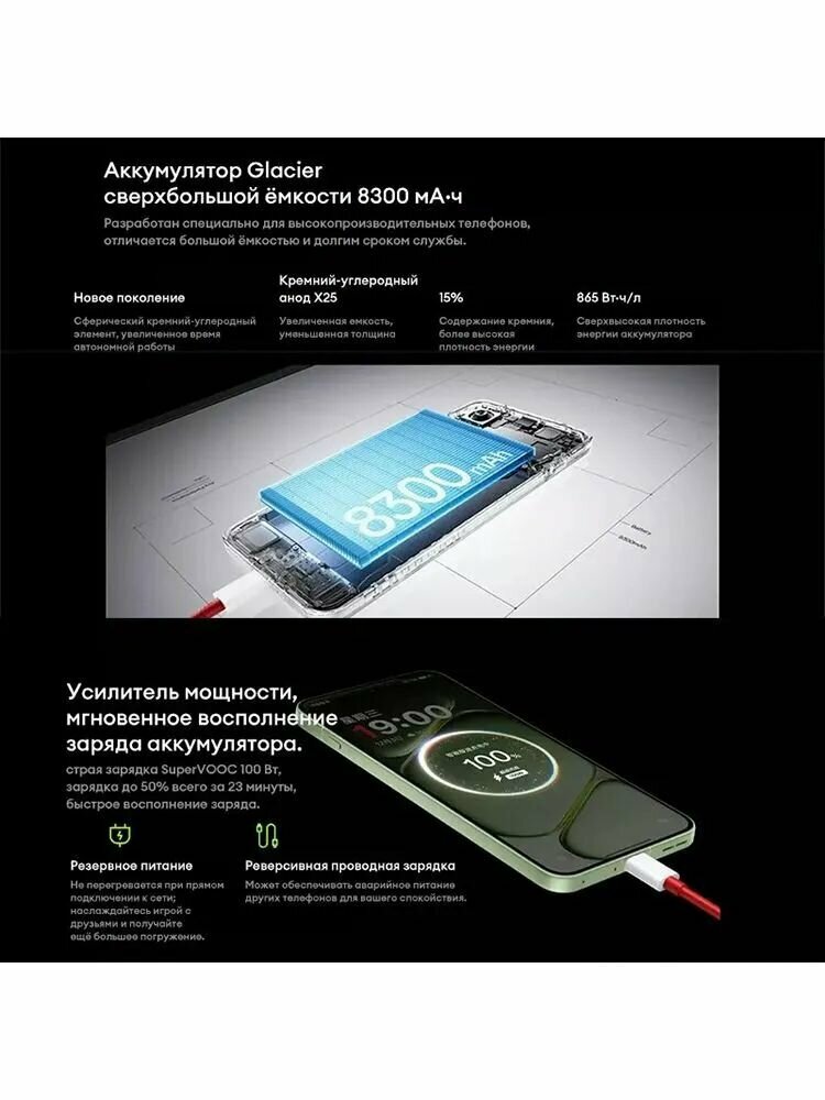 Смартфон OnePlus Ace 6T 5G, Snapdragon 8 Gen 5, AMOLED 165Hz , большой батареей 8300 mAh CN 12/256 ГБ, Nano-SIM, зеленый — фото 1
