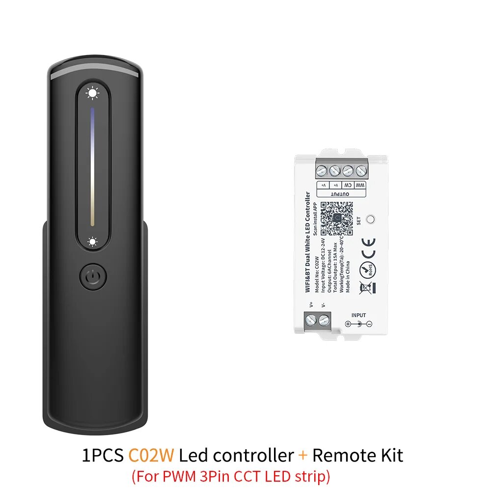 Умный контроллер Xnbada для пиксельных светильников C01W-C05W Black Remote, 1pcs C02W and RC08RF