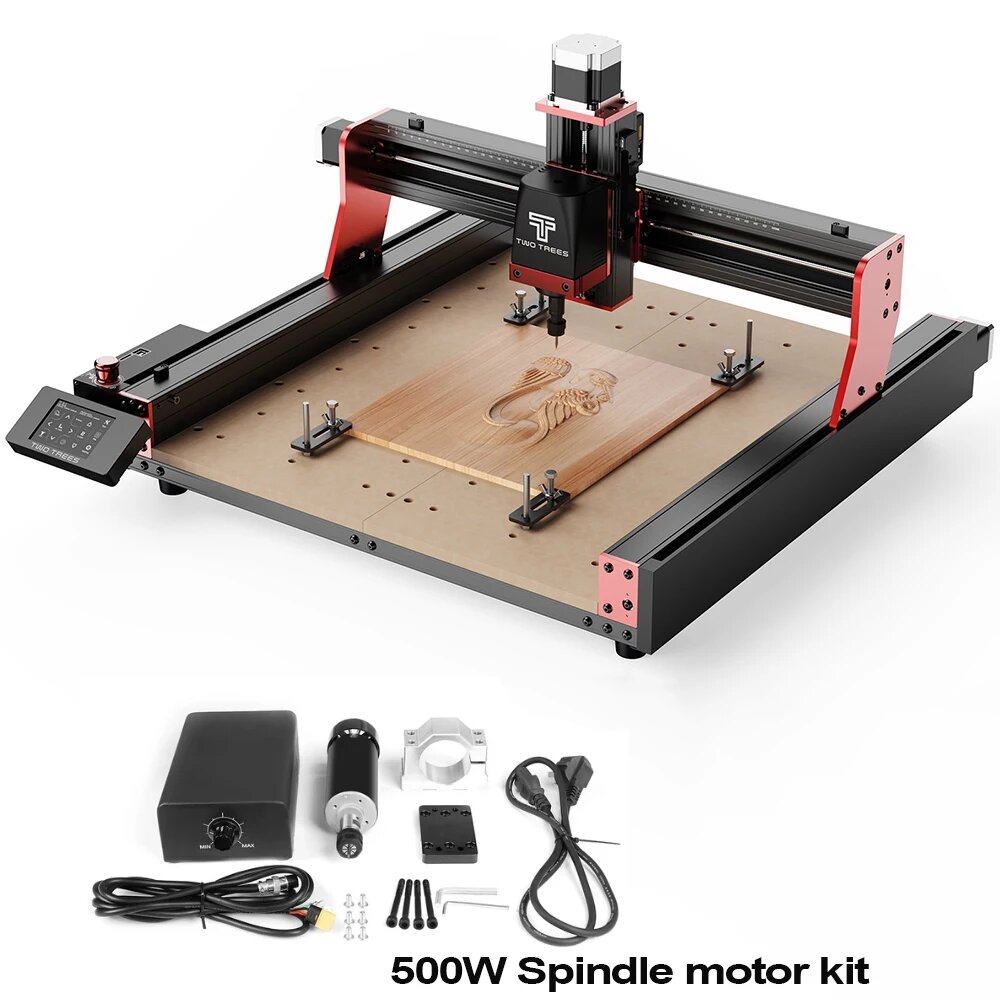 Лазерная фрезерная гравировальная машина Twotrees TTC450 PRO 4-осная DIY для деревообработки с экранным интерфейсом, улучшенным и поддерживающим переключение лазерного режима