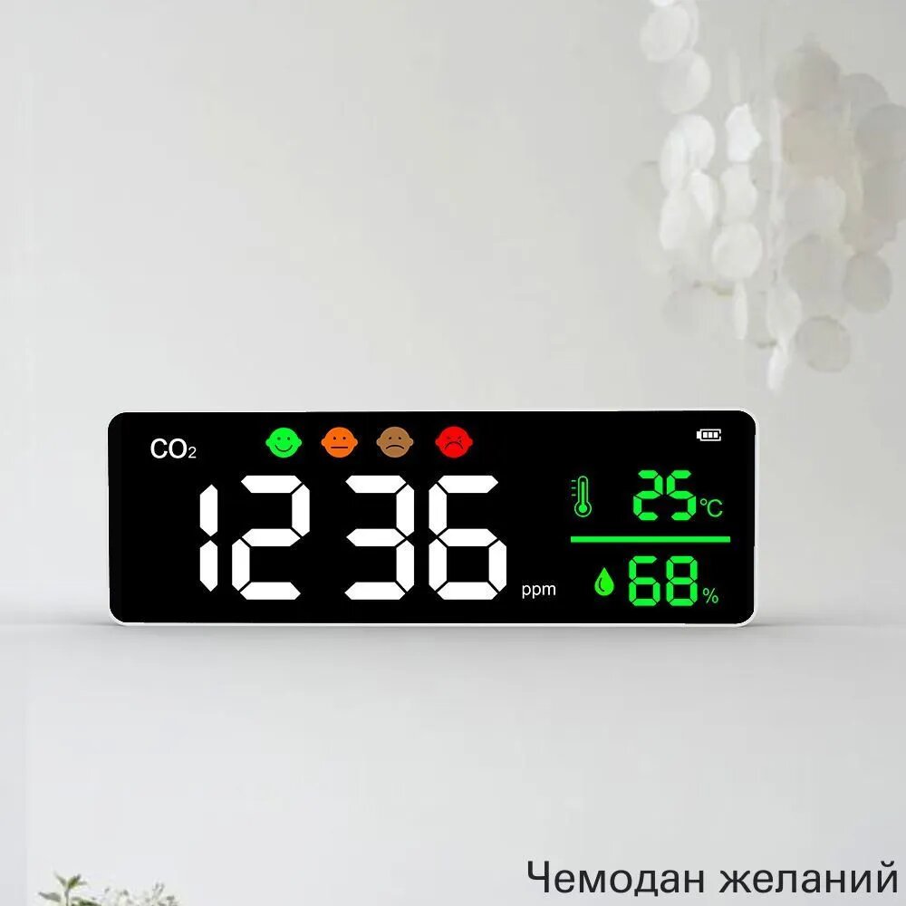 Трехвальный датчик углекислого газа, настенный, с инфракрасным сенсором