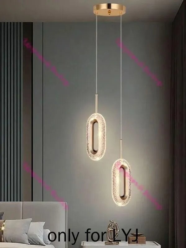 Люстра акриловая золотого цвета, LED, 36 Вт, 2 лампы, площадь освещения 10 м², длина провода 180 см — фото 1