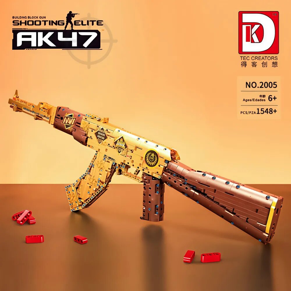 Конструктор Золотой АК-47 из мелких деталей, коллекционная модель для сборки. Игрушка для детей.