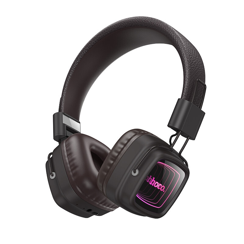Наушники беспроводные Hoco W72 Earl Abyss, складные с RGB-подсветкой, Bluetooth 6.0, цвет Brown