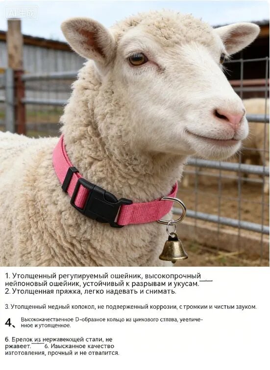 Ошейников для коз с колокольчиками для мелких сельскохозяйственных животных, коз, овец, коров брезентовый регулируемый 1 шт.