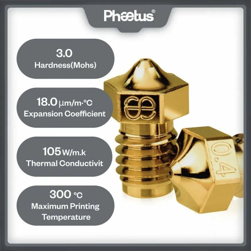 Сопло E3D V6, 0.5, латунь, Phaetus, PS для 3D-принтера — фото 1