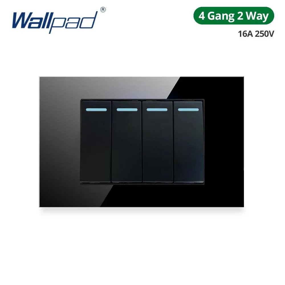 Wallpad черный двухсторонний выключатель 1-4 клавиши 4 Gang 2 Way