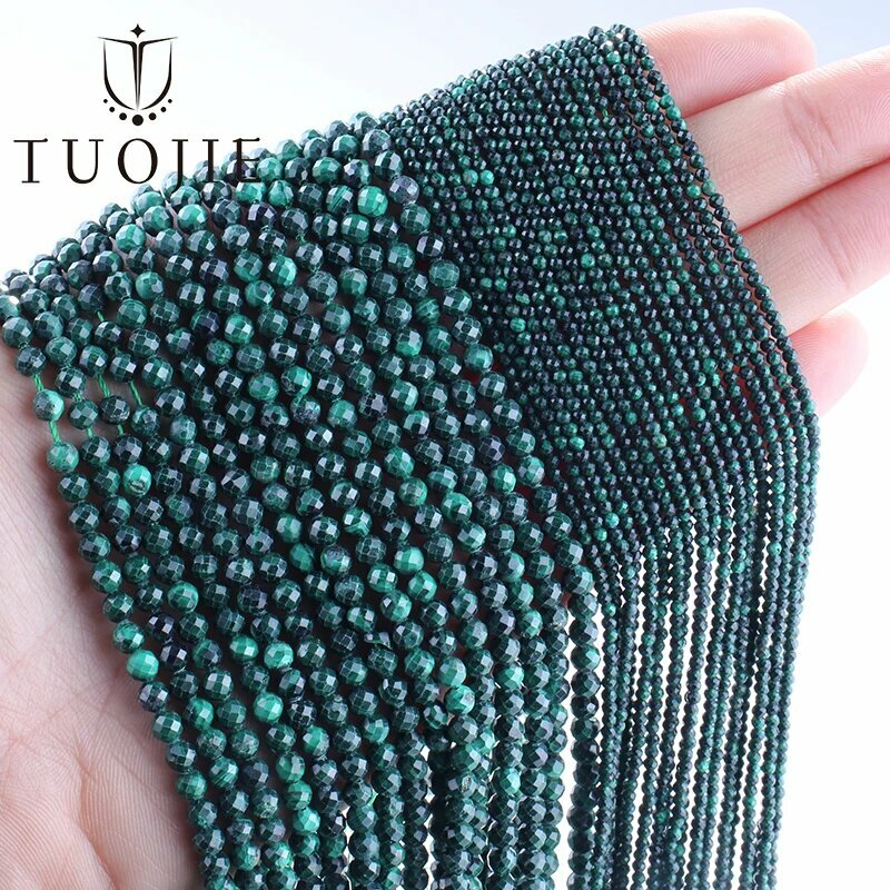 Натуральные граненые бусины из граната 3 мм, 10 Изумрудный, 3-3.5mm(10 strands), 148Malachite L.2