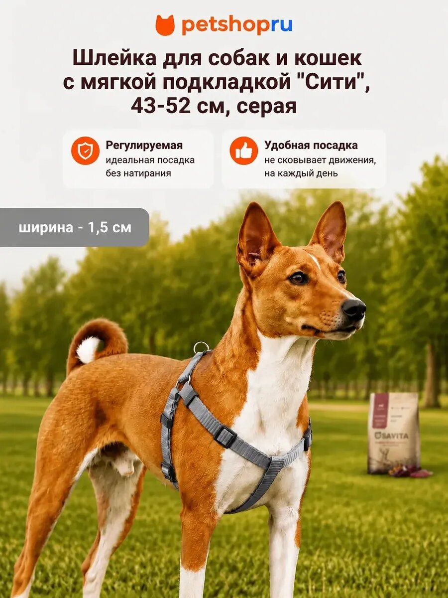 Yami Yami амуниция Шлейка "Сити" с мягкой подкладкой для собак, стальная, XS
