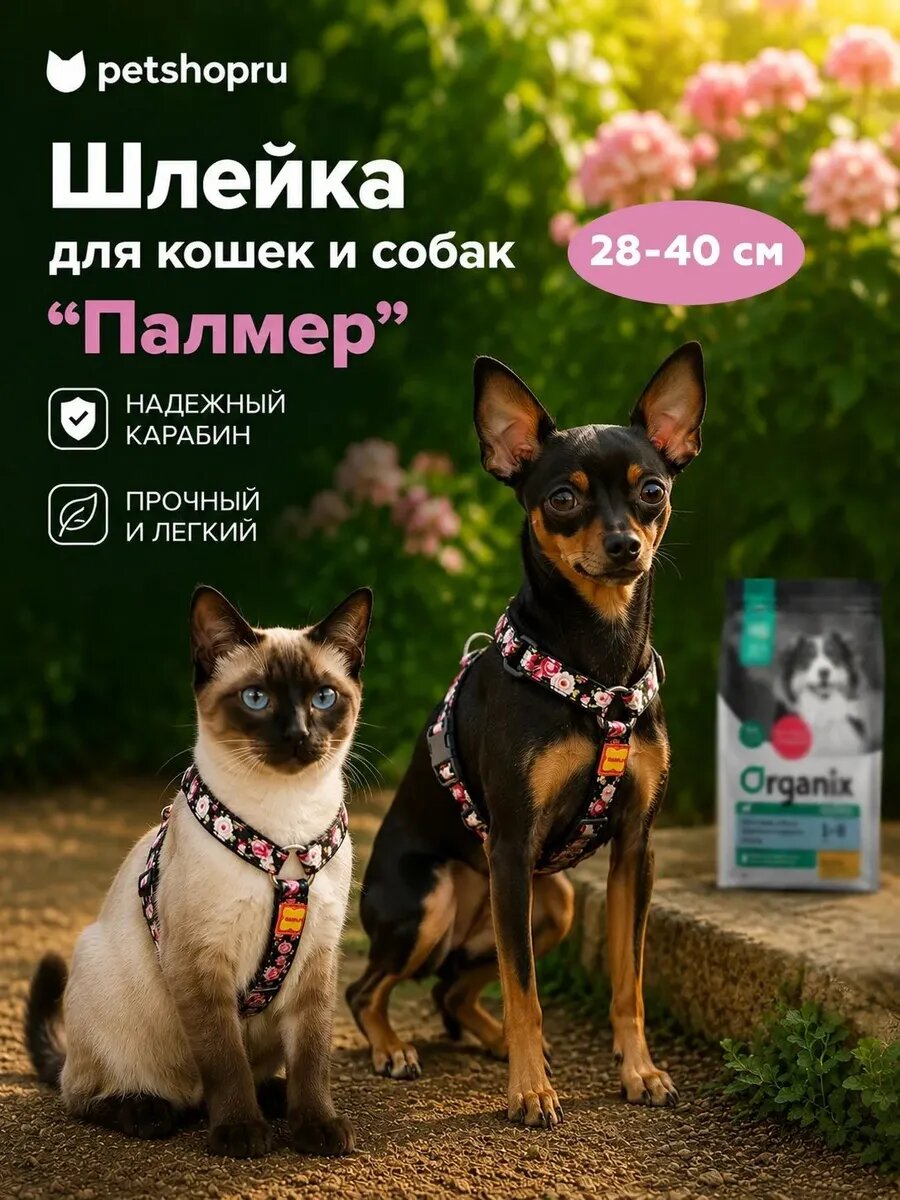 Шлейка "Палмер", с рисунком "Цветы"