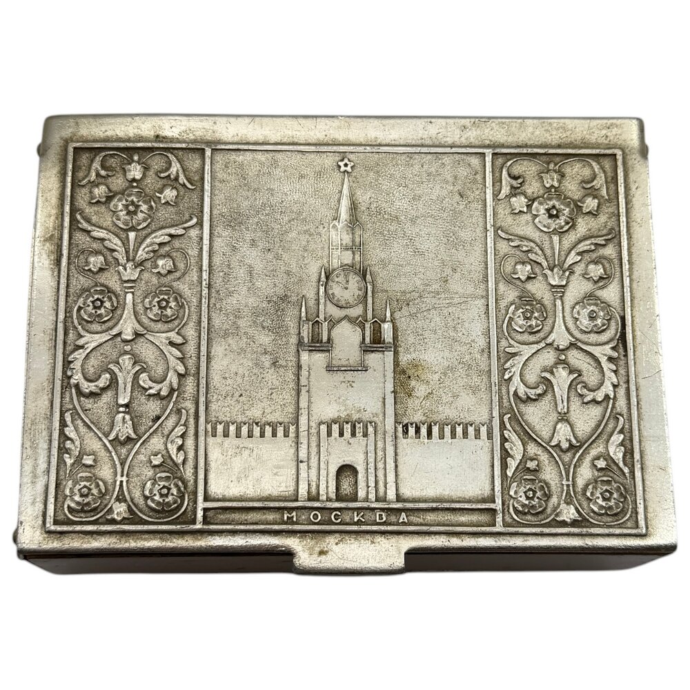 Сигаретница "Москва Кремль", дерево, алюминий, 1950-1960 гг, СССР
