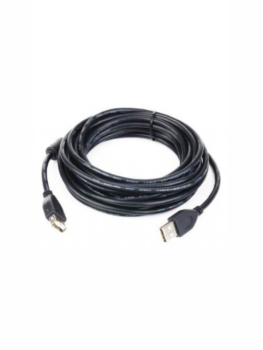 Кабель-удлинитель USB 2.0 Gembird CCF-USB2-AMAF-10, AM/AF,3.0м, феррит. кольц, позол. конт, черный, пакет