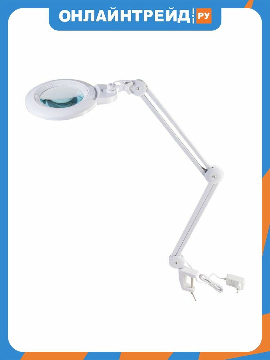 Лупа Veber 8608D 3D/5D (3 дптр, 5 дптр, 150 мм) на струбцине с подсветкой LED