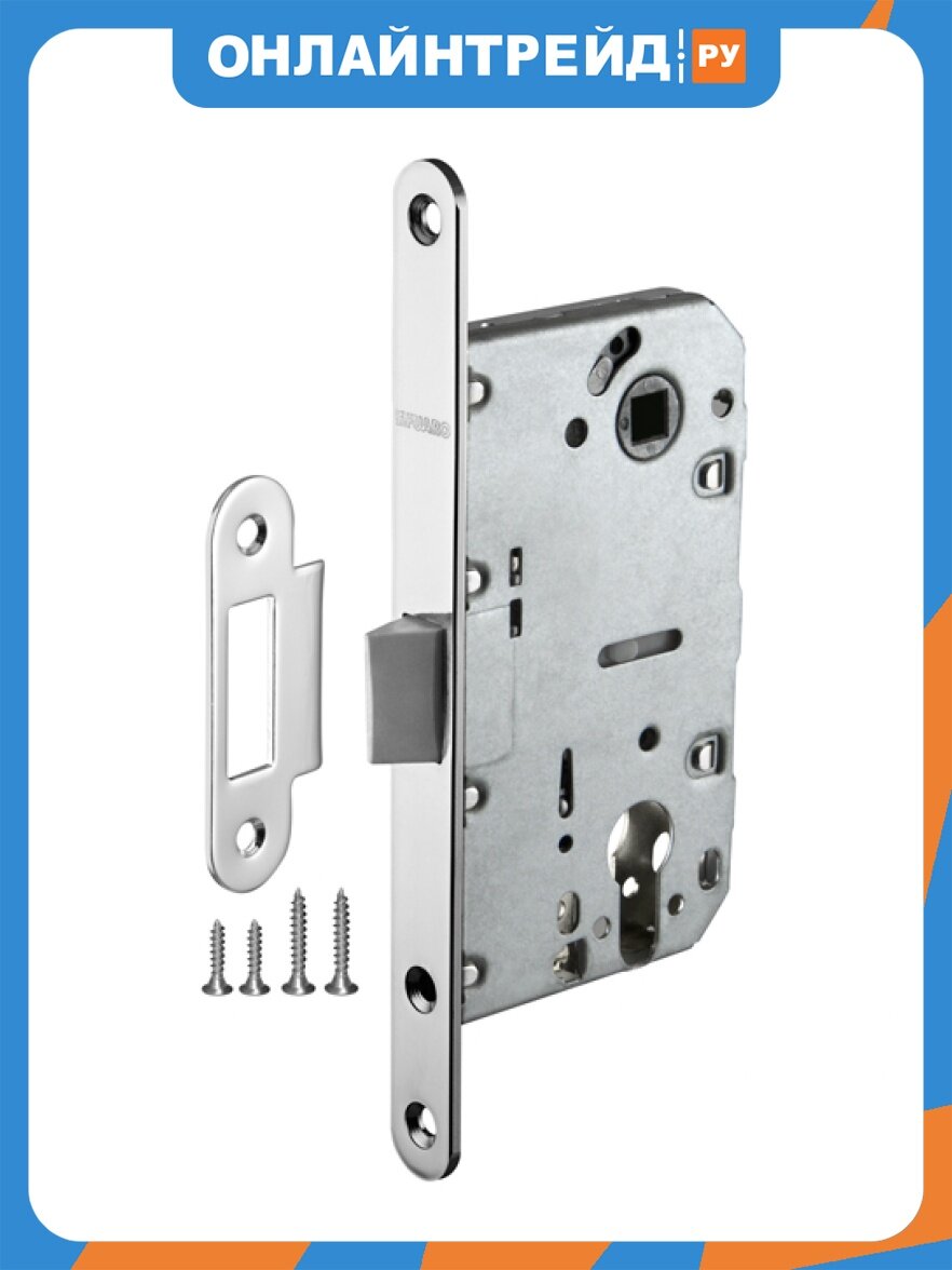 Корпус врезного замка с защёлкой Fuaro PLASTP85C-50 (P85C-50) CP хром