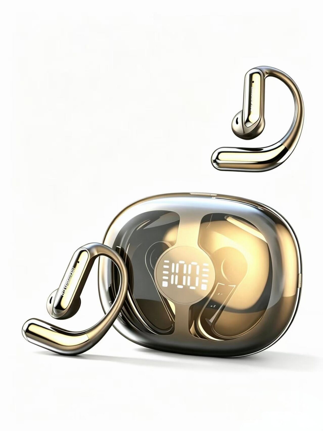 Наушники Newmine OWS, Bluetooth, спортивные, с дисплеем заряда, чёрные