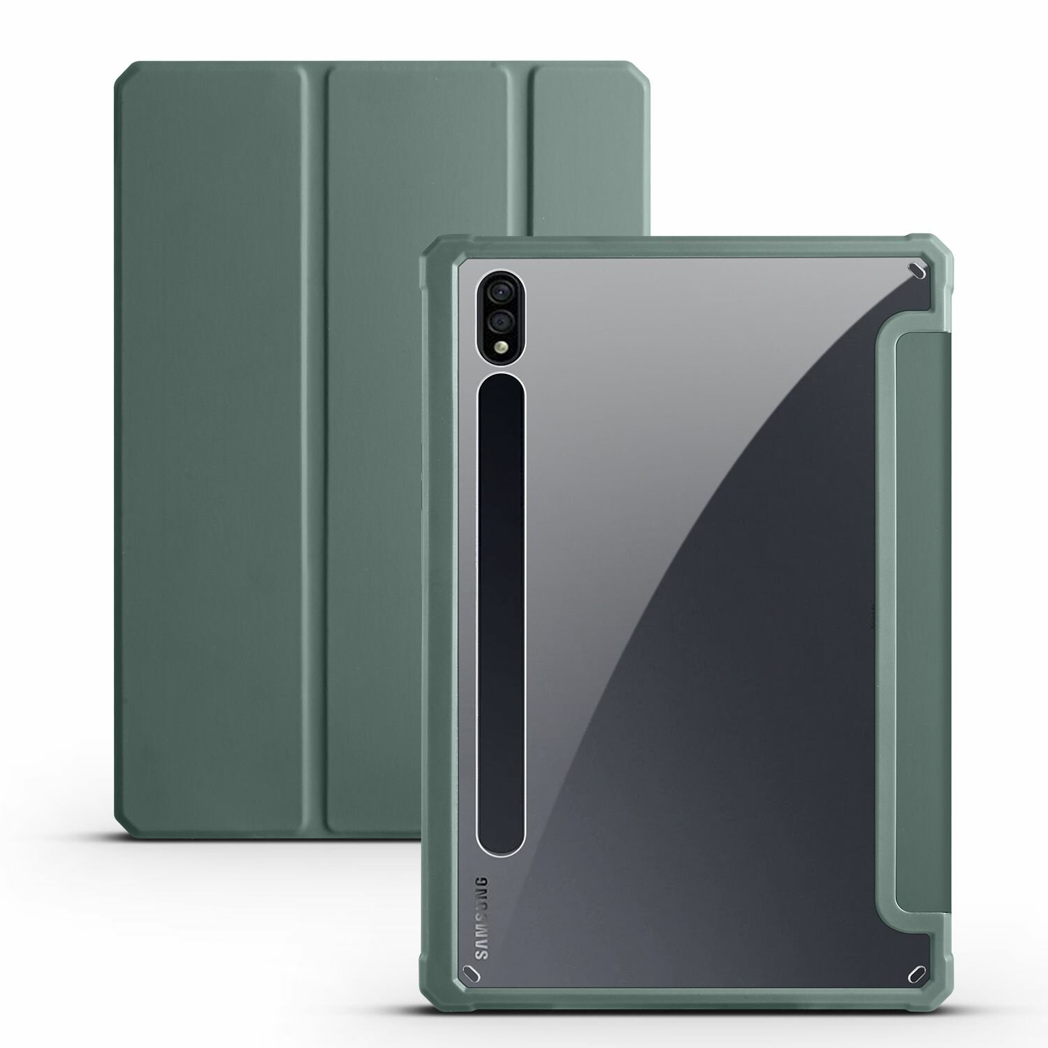 Чехол для Samsung Galaxy Tab S7 / Tab S8 11" с держателем для стилуса (PC) темно-зеленый