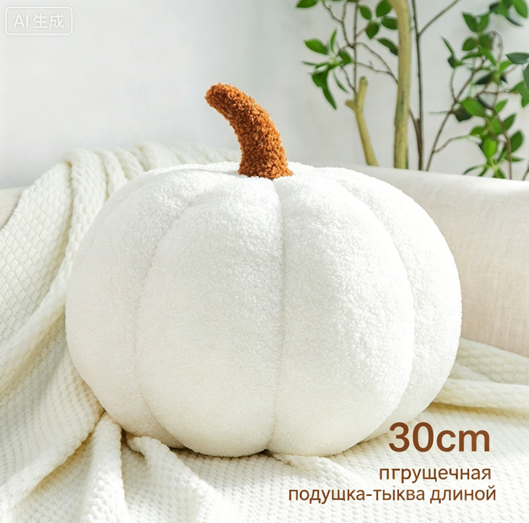 Игрушечная подушка-тыква длиной 30 см, мягкий плюш, высокая эластичность и гипоаллергенный полипропиленовый хлопок