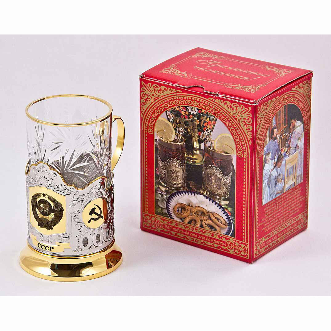 Подстаканник "СССР" в/з карт. коробка, хруст. стакан, гравировка в 4-х местах ПД-290/1К
