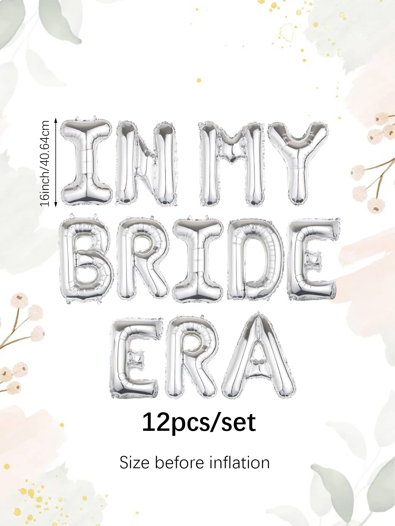 Свадебный набор шаров "In My Bride Era" из 12 шт. 12pcs silver