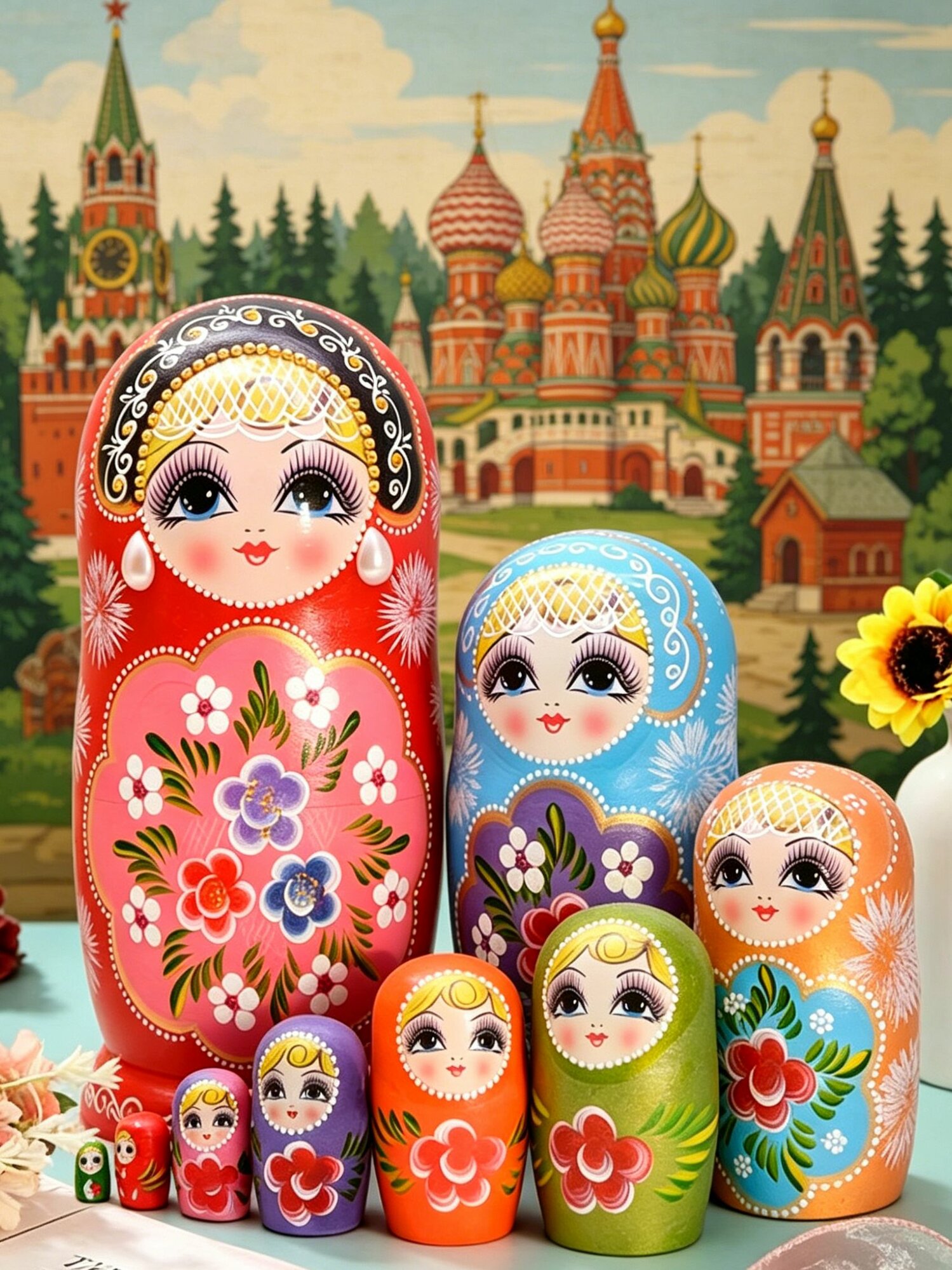 Деревянная матрешка многослойная ручной окрас подарок женщине на праздники