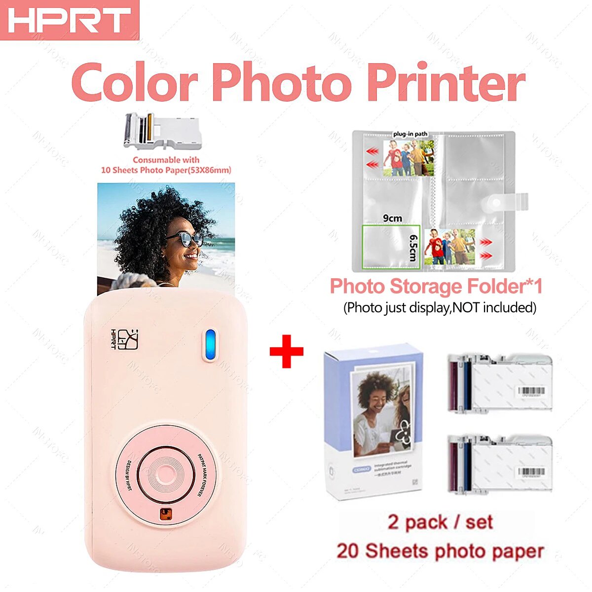 Цветной фотопринтер HPRT CP2100 add 30pcs and Case