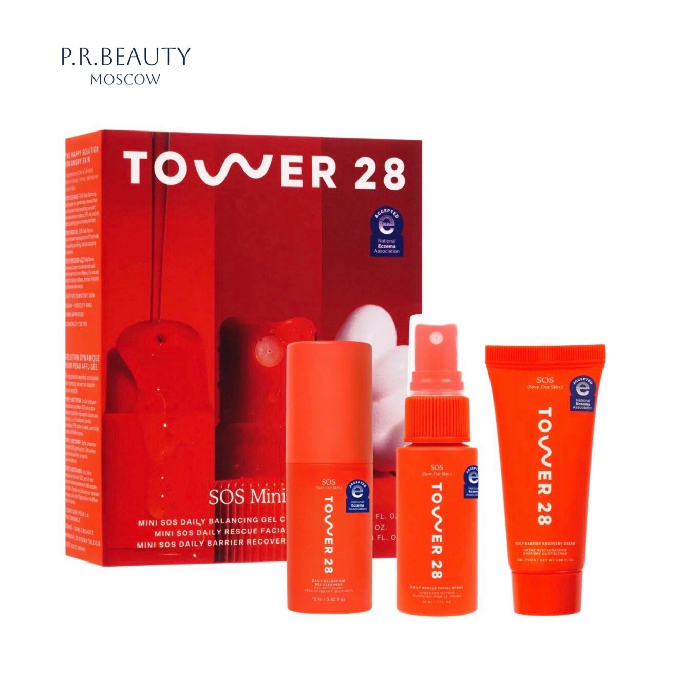 Tower 28 SOS Skincare Minis Kit Набор из 3 позиций Gel Cleanser 15 мл, Facial Spray 30 мл, Recovery Cream 20 мл
