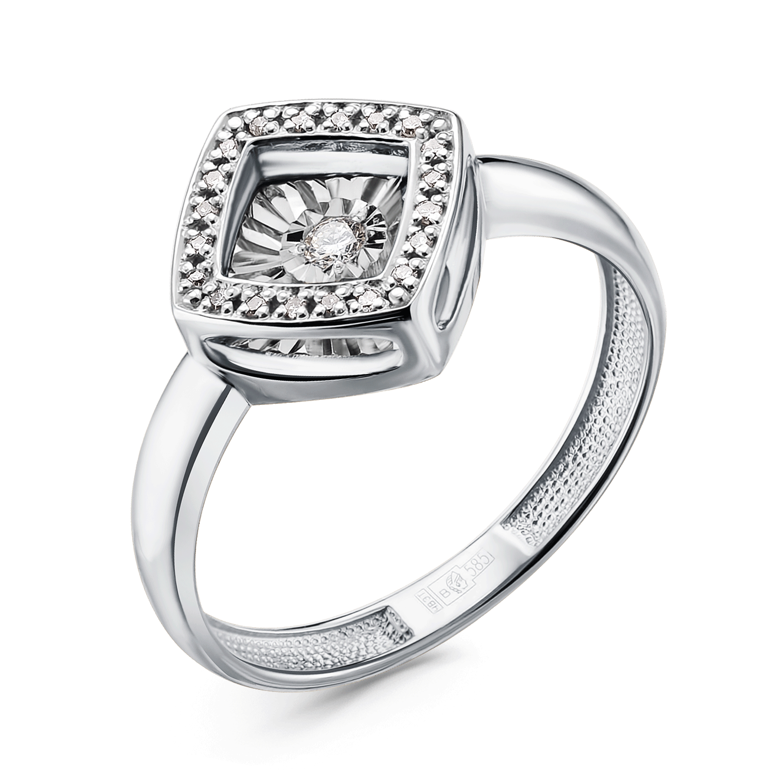 Кольцо Diamant online, белое золото, 585 проба, бриллиант